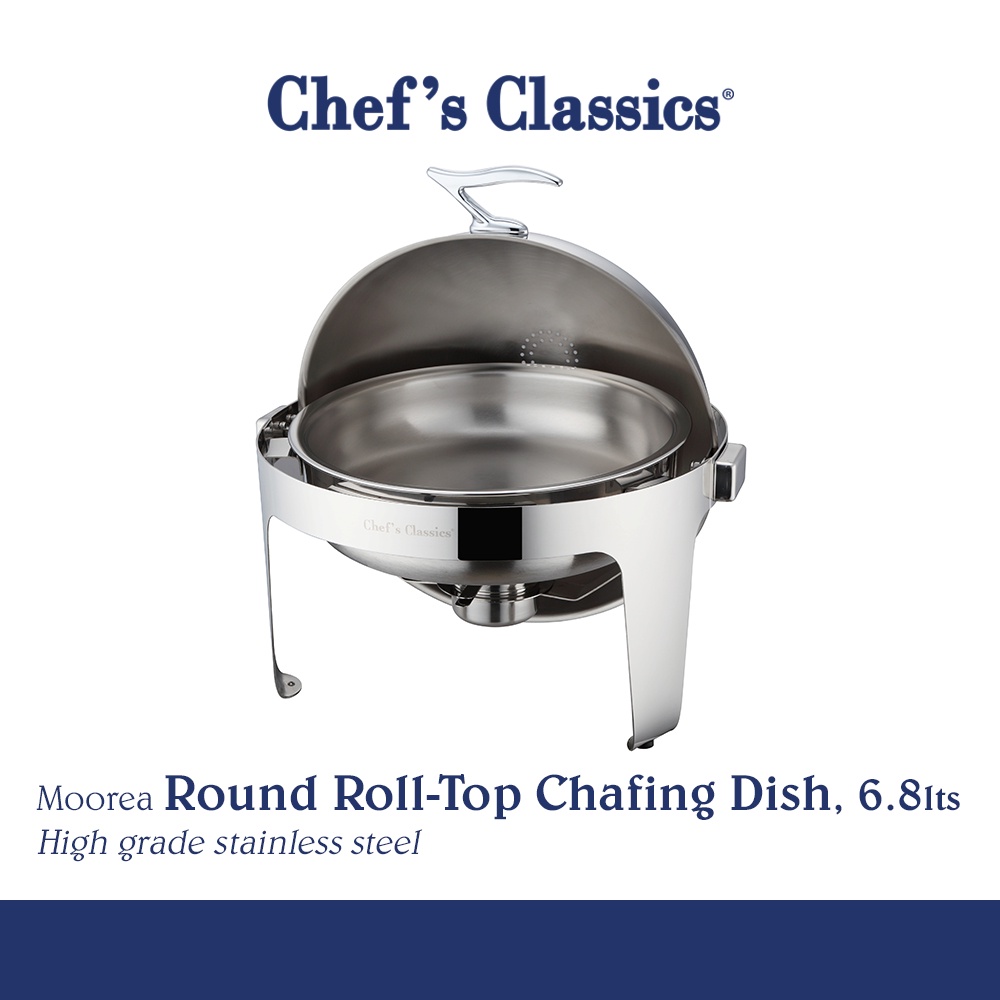 Chef's Classics Moorea Stainless Steel Round Roll-Top Buffet Chafing ...