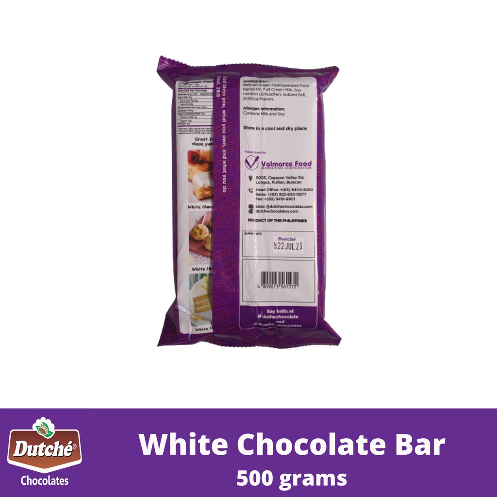 Dutche White Chocolate Bar 500 Grams | Shopee Philippines