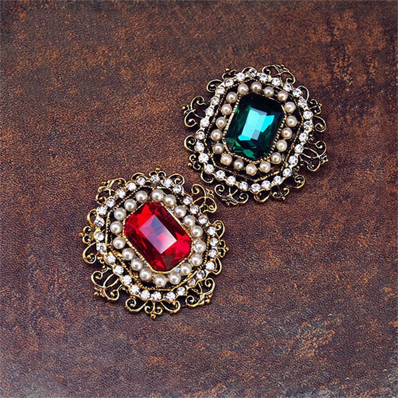 Vintage Rhinestone Square Luxury Brooches For Women's Clothing Fashion ...