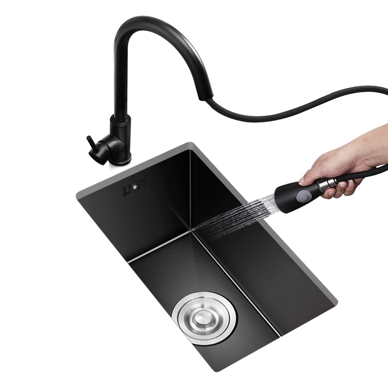 Black Nano Kitchen Sink Single Sink Sets Stainless Steel Small Washing ...