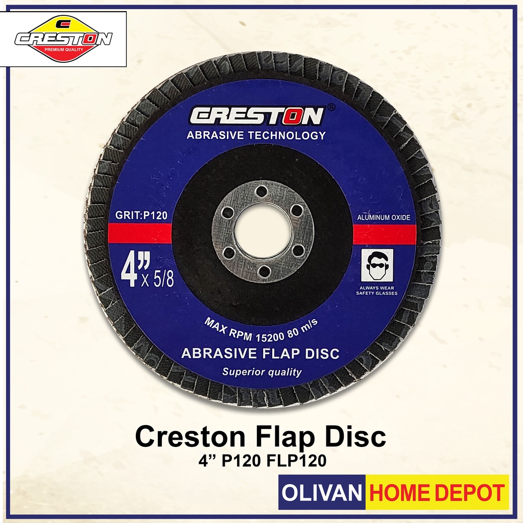 CRESTON Abrasive Cloth Flap Disc 4"X5/8" for Steel and Wood P40-P120 ...