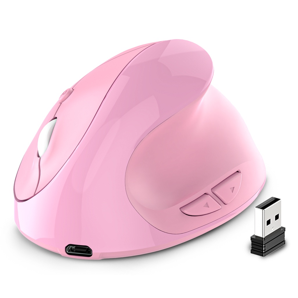 Jomaa Vertical Wireless Mouse 2.4G Rechargeable Pink Ergonomic Mice For ...