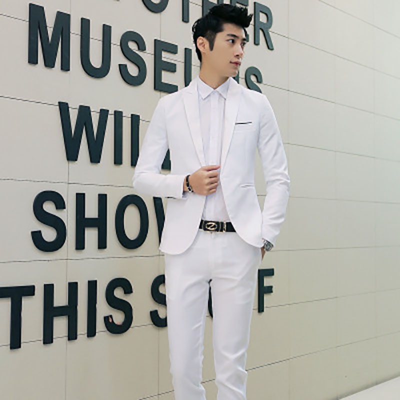 2pcs( Suit jacket & pants ) Men Business Suit Set Slim Fit Casual ...