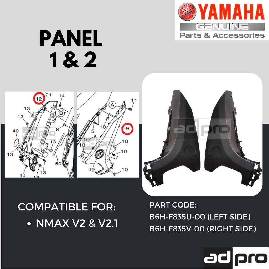 NMAX V2 PANEL 1 AND 2 (YAMAHA GENUINE) (front , side panel) *SOLD PER ...