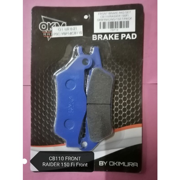 RAIDER 150 Fi, GIXXER/ CB110 FRONT BRAKE PAD OKM RACING | Shopee ...