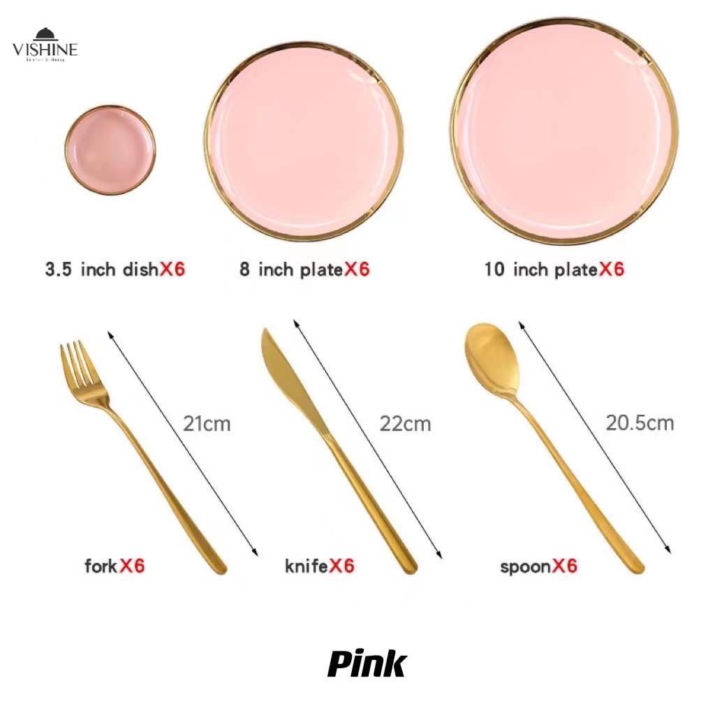 VISHINE Luxury Ceramic Tableware 12/36pcs Set 2/6person Combination ...