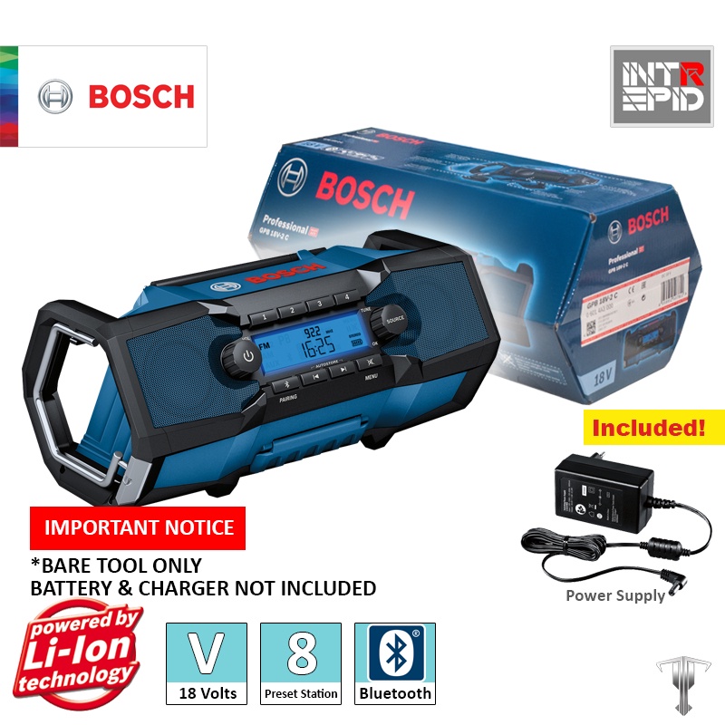 Bosch GPB 18V-2 C Professional 18 V Cordless Jobsite Radio (Bare Tool ...