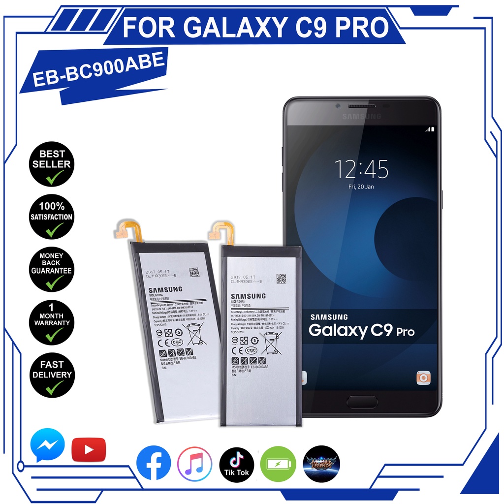 Battery For Samsung Galaxy C9 Pro Battery Model: EB-BC900ABE (4000mAh ...