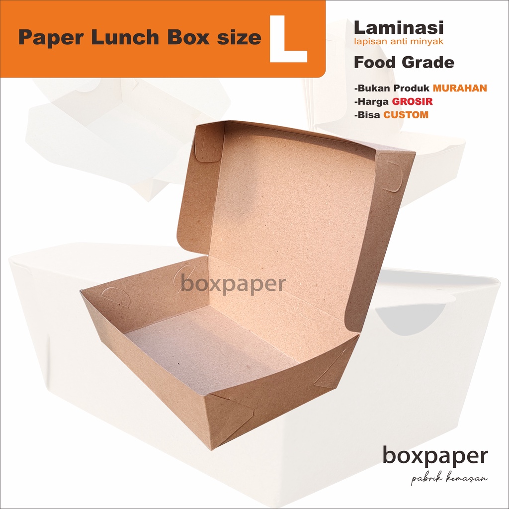 Paper Lunch Box size L Dus Kraft Laminated Packaging Rice Chicken ...