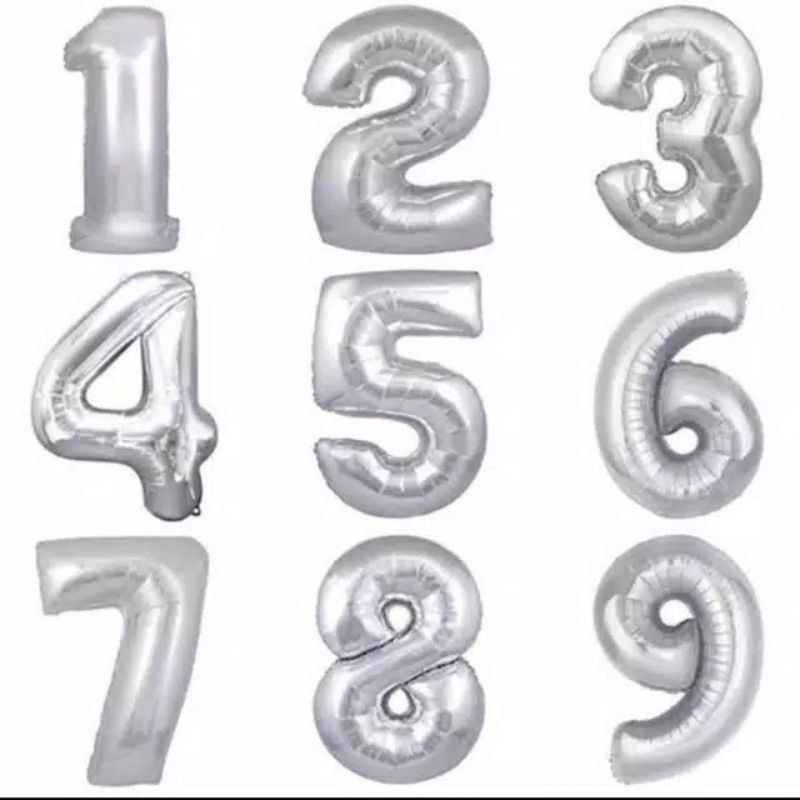 Silver Number Balloon Number 80cm | Shopee Philippines
