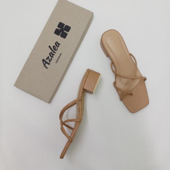 Azalea Veronica in Beige - 1 inch & 1.5 inches Heels Leather Sandals ...