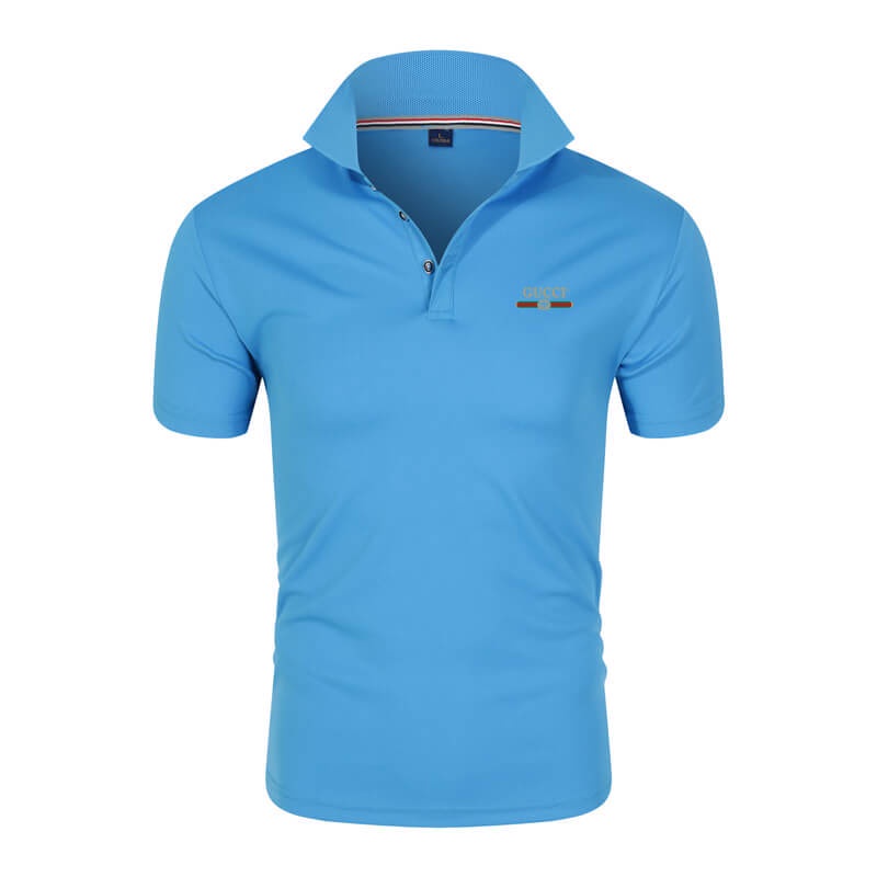Men Business Polo Shirts Cucci Summer Short Sleeve Solid Color Male