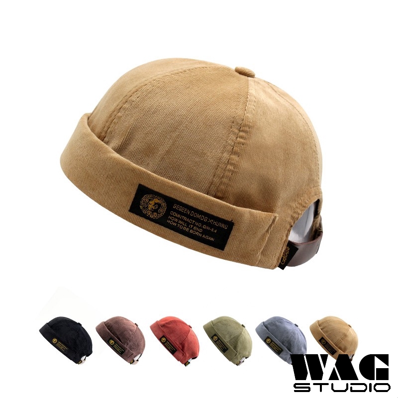 WAG Hat | Ready Stock Corduroy Vintage Brimless Cap for Men Women Skull ...