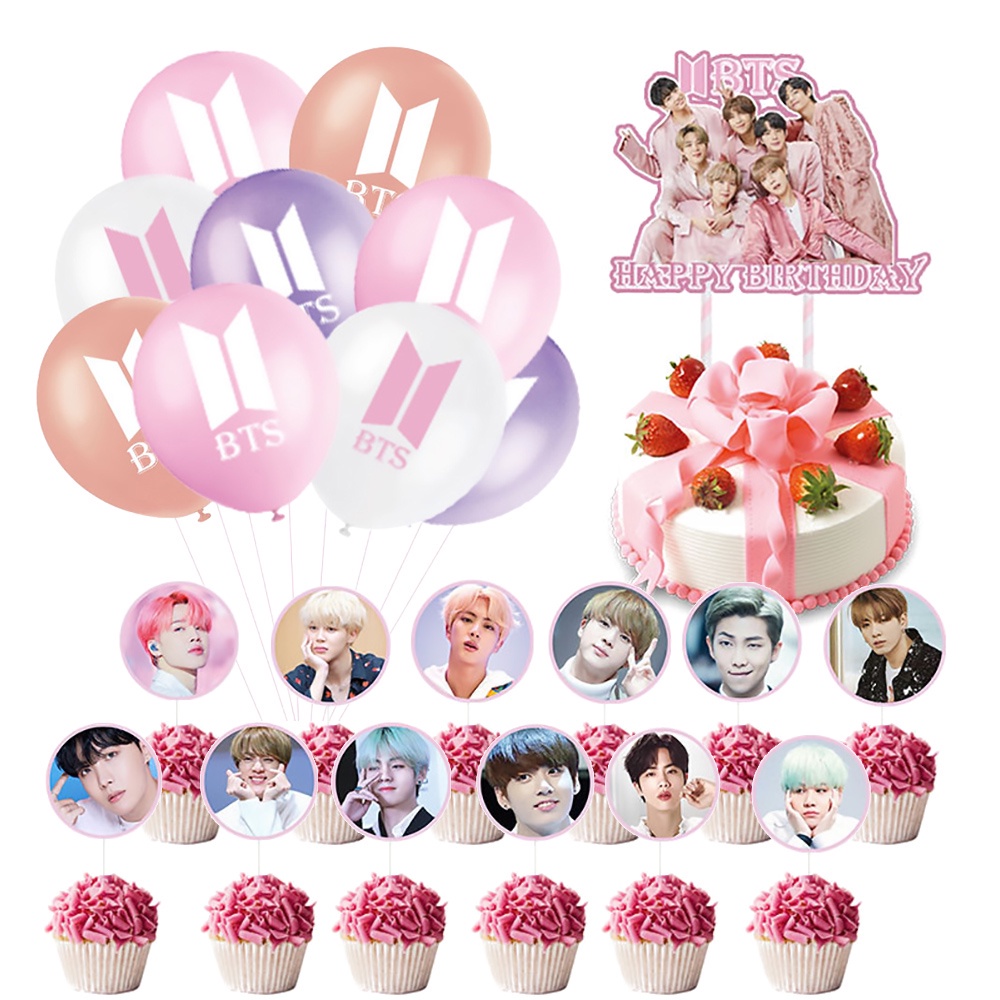 Idol Group BTS Theme Cheer Birthday Party Decoration Set with Happy ...