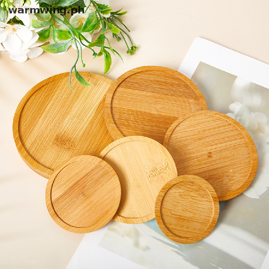 Warmwing 1Pc Bamboo Tray Holder Round Plant Stand for Succulent Pot Garden Tools ph | Shopee ...