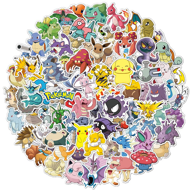 100 pcs Pokemon Cartoon Comic Waterproof Stickers | Shopee Philippines