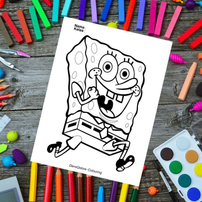 Spongebob Theme Children's Coloring Paper / Drawing Paper (10 Picture ...