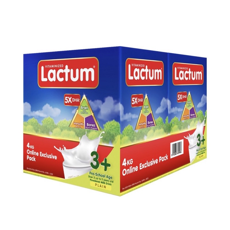 Lactum 3+ Plain 4kg Milk Drink for Children Over 3 - 5 Years Old (May 24,2023 expiry) | Shopee ...