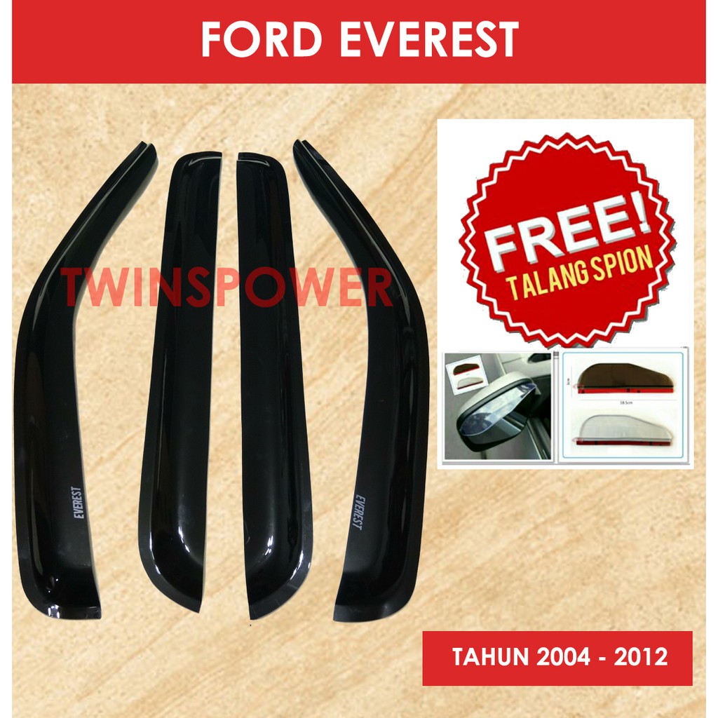 Slim Ford Everest Car Water Gutters Bonus Rear View Gutters | Shopee ...