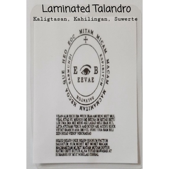 Consecrated Laminated Talandro for Protection and Luckycharm | Shopee ...