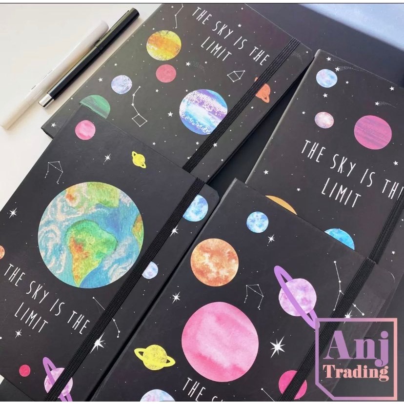 Starry Sky Outer Space Galaxy A5 size Science Moon Planet Ship Notebook ...