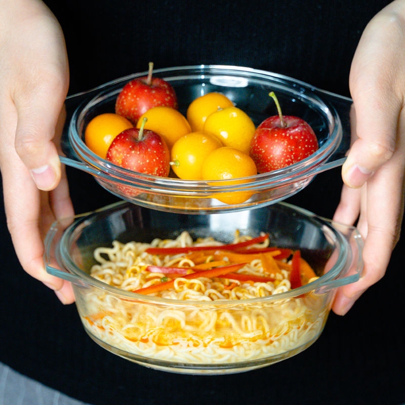 Glass basin cake baking cake salad bowl Glass bowl cover toughened ...