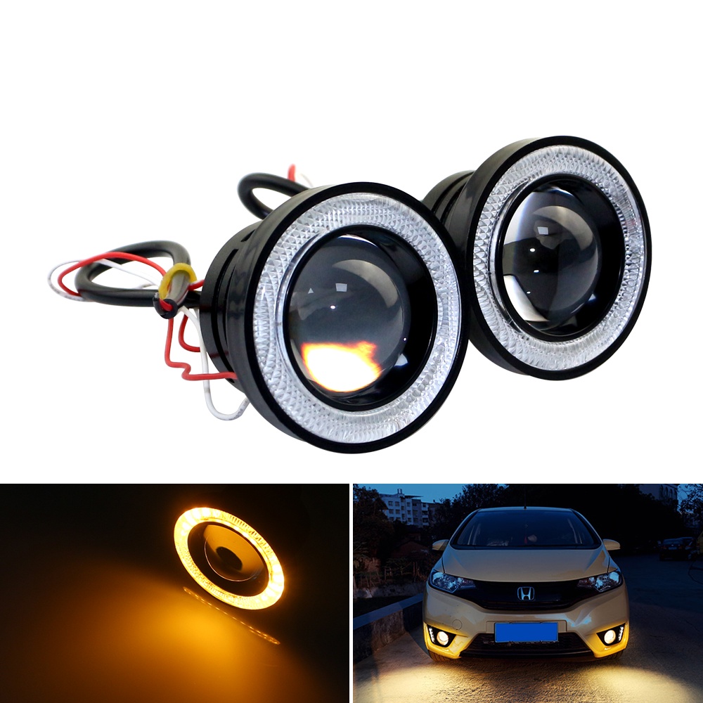 NGOUCIG 1 Piece Super Bright Colorful Angel Eyes LED Fog Light COB Car ...