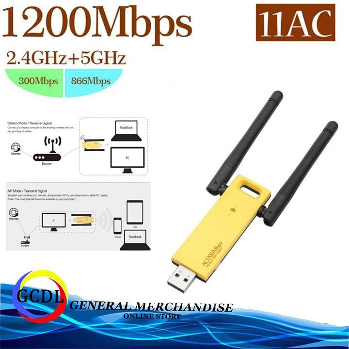 1200 Mbps AC1200 USB Dual Band Wireless USB Adapter WiFi 2.4 GHz / 5.0 ...