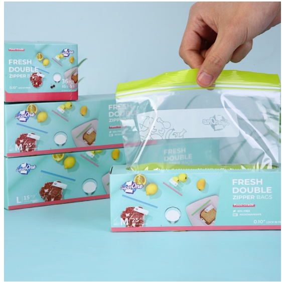 Zipper lock Storage Bags Fresh Double Zipper Bag Reusable Fridge Food ...