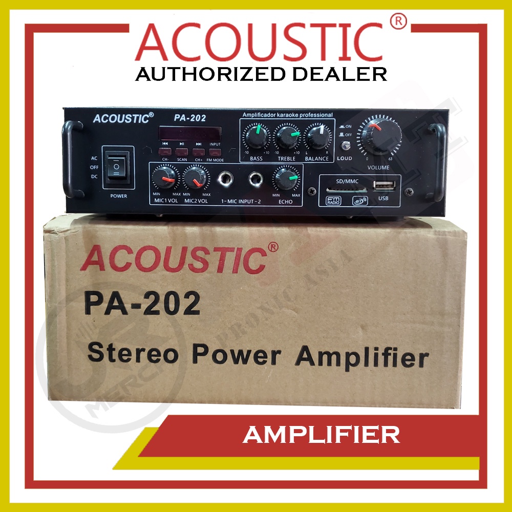 Acoustic (PA-202AC) 200w. x 2 AC/DC 2CH P.A. Amplifier with USB/SD ...