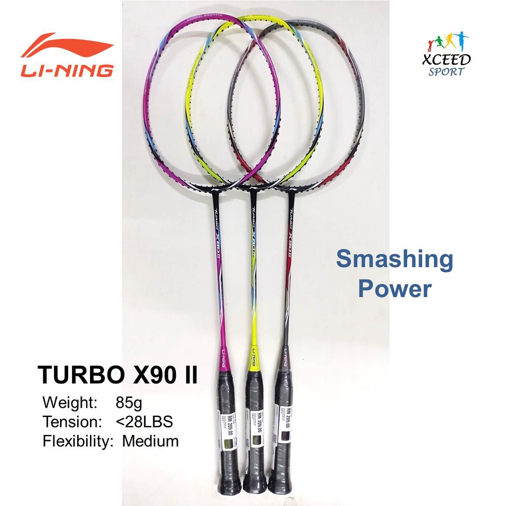 LI-NING BADMINTON RACKET TURBO X90 II / X80 II (FREE GRIP) | Shopee ...