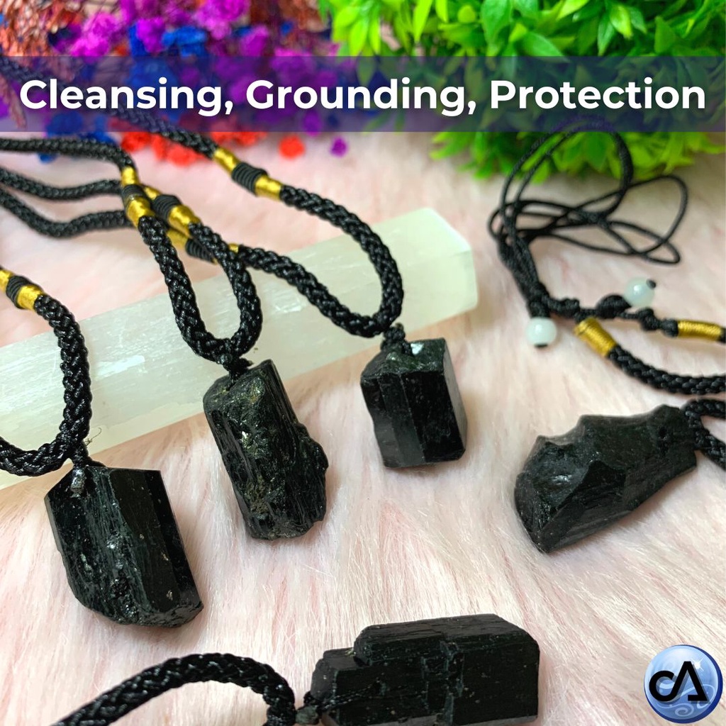 Raw Black Tourmaline [CLEANSING AND GROUNDING] Pendant Necklace Natural ...