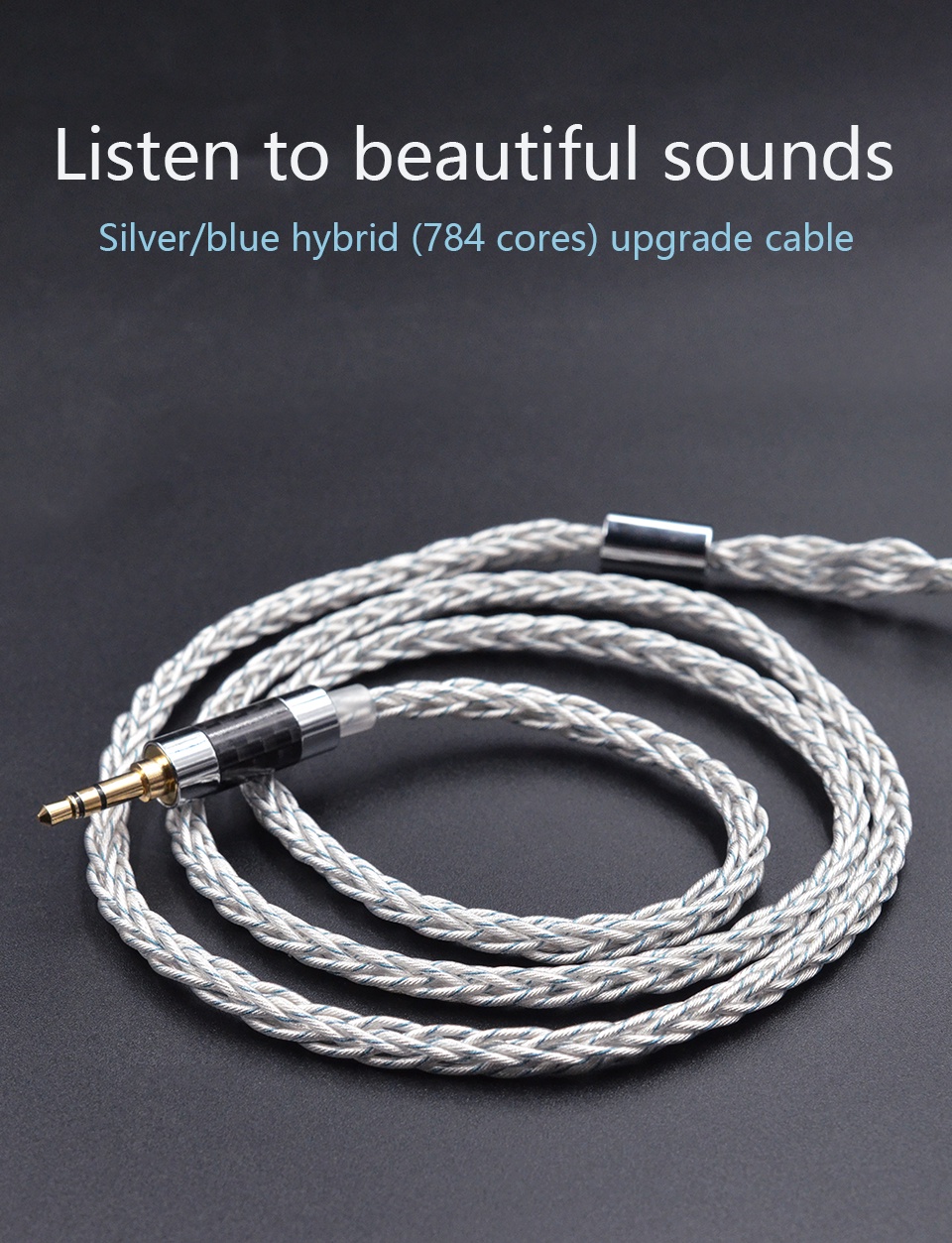 KZ 8 Core Silver Blue Hybrid Silver Plated Upgrade Cable Earphone Cable ...