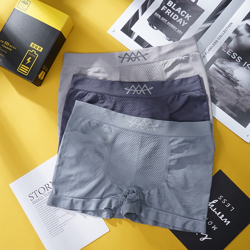 3pcs Boxer Brief Mens Underwear 100 Cotton Super Stretchable