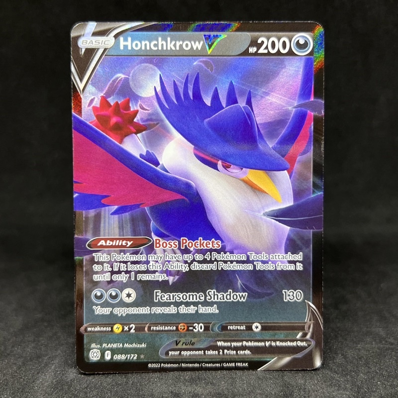 Pokemon TCG Honchkrow V Ultra Rare 088/172 2022 Sword & Shield ...
