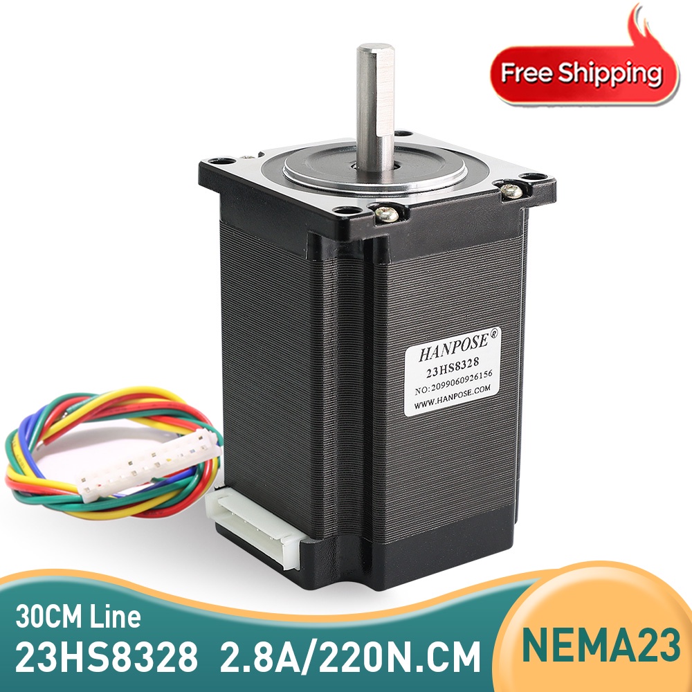 Free shipping Nema23 Stepper Motor 2.8A 220N.cm 83mm 23HS8328 57 stepper motor 315 Oz-in for 3D ...