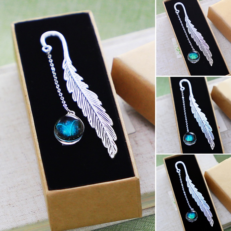 Birthday Constellations Metal Feather Bookmark Luminous Pendant Is ...
