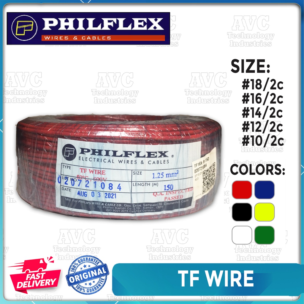 PHILFLEX TF Wire 1.0 mm / 1.2 mm / 0.90mm2 /1.25mm2 / 0.90mm2 /2c / 1.25mm2 /2c | Shopee Philippines