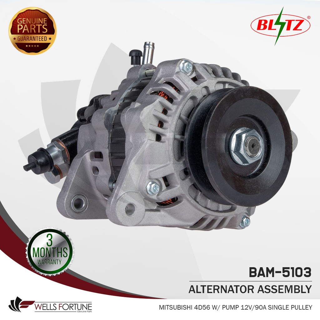 MITSUBISHI 4D56 12V 90A WITH PUMP SINGLE PULLEY BLITZ ALTERNATOR ...