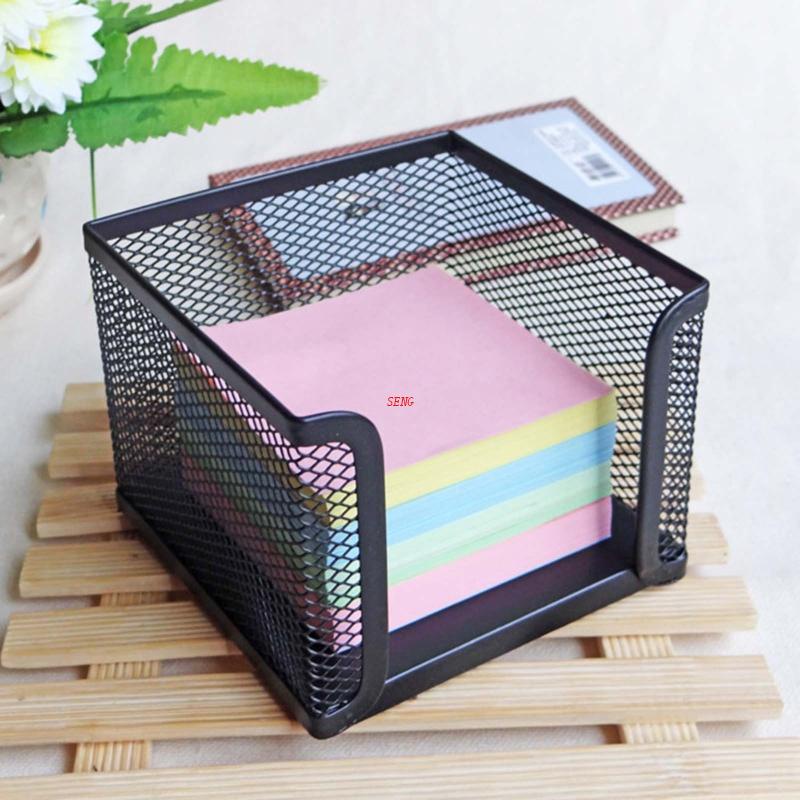 seng Simple Metal Mesh Memo Cube Notes Pads Holder for Office Desk ...