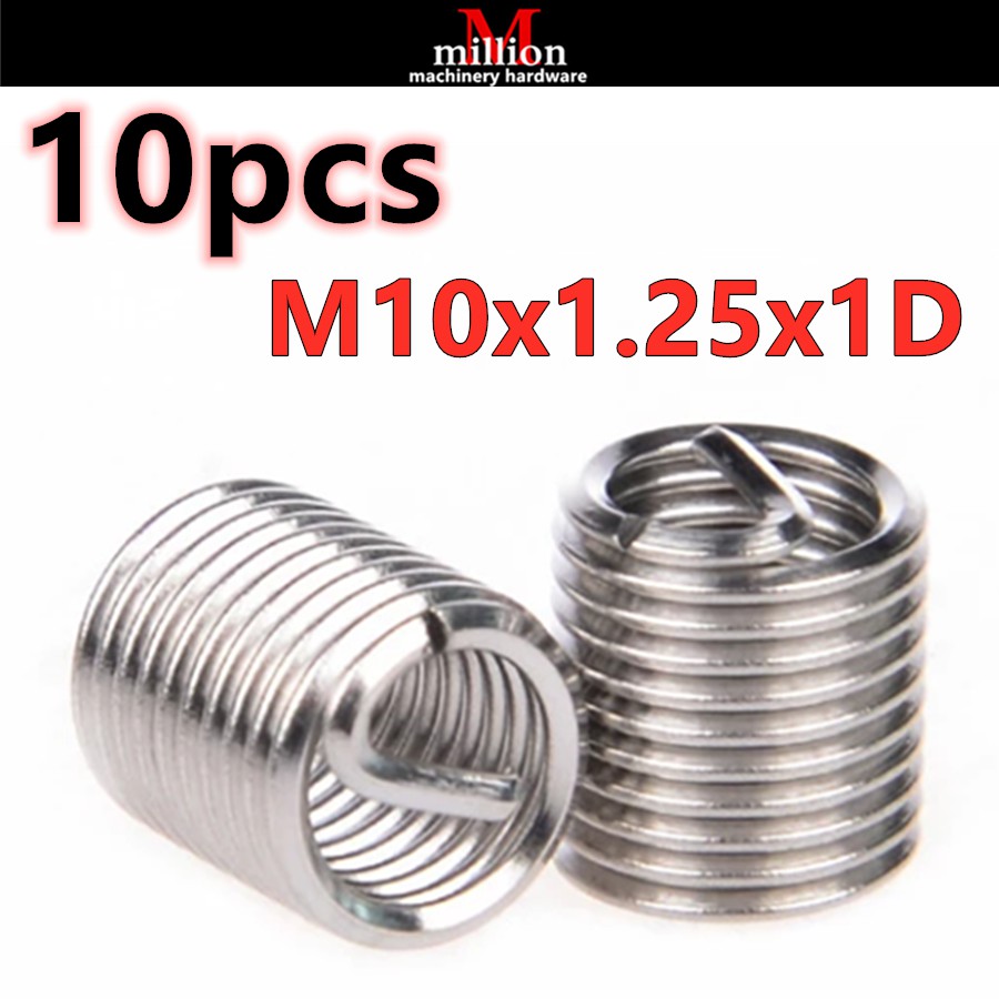 (10pcs) M6 M8 M10 M12 M14 x 1.0 1.25 Stainless Steel Helicoil Thread ...