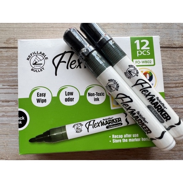 FlexOffice Whiteboard Marker Black/ Blue / Red ink (Refillable) FO-WB02 ...