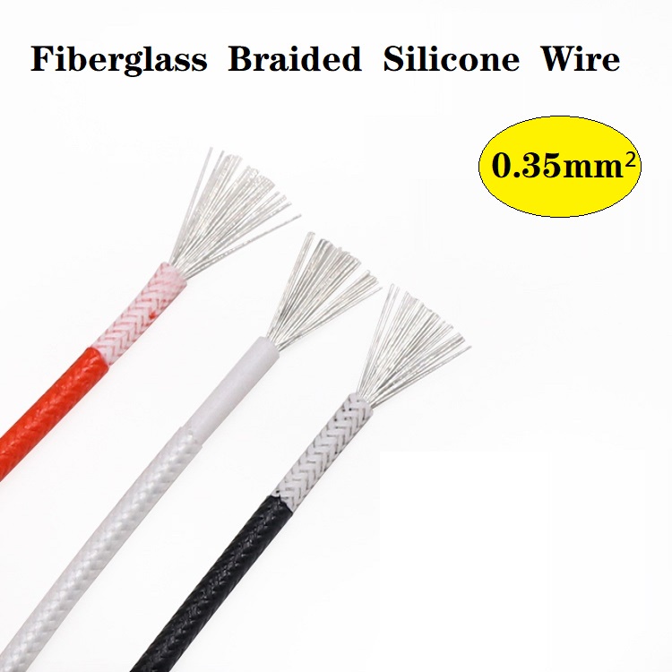 3M 0.35mm² Fiberglass Braided Silicone Wire High Temperature Silicone ...