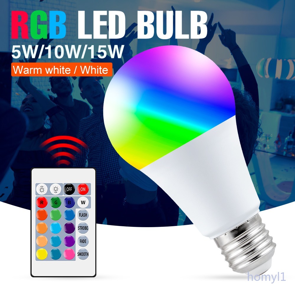 IN STOCK110V 220V E27 RGB LED Bulb Lights 3W 5W 10W 15W RGB Lampada ...