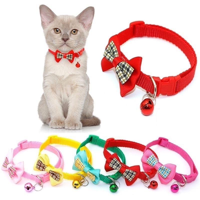 Hipidog Bowknot Cat Collar With Bells Necklace Buckle Adjustable Small ...