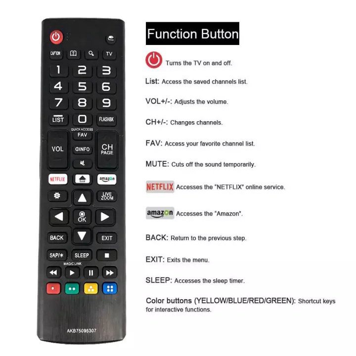 LG AKB75095307 Replace LG 99% Model TV Remote Control Smart TV Remote ...