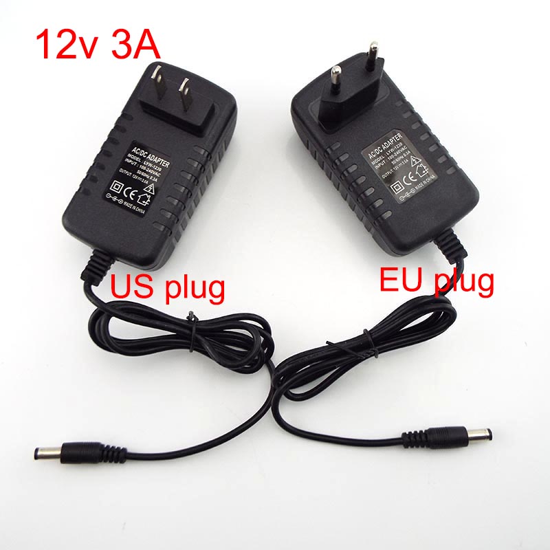12V 3A Plug 3000MA AC 100V-240V DC Adapter Power Supply Converter Wall ...