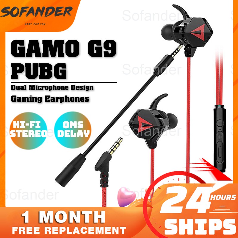 GAMO G9 Gaming Headphone Stereo Bass Dual Microphone Earphones Noise ...