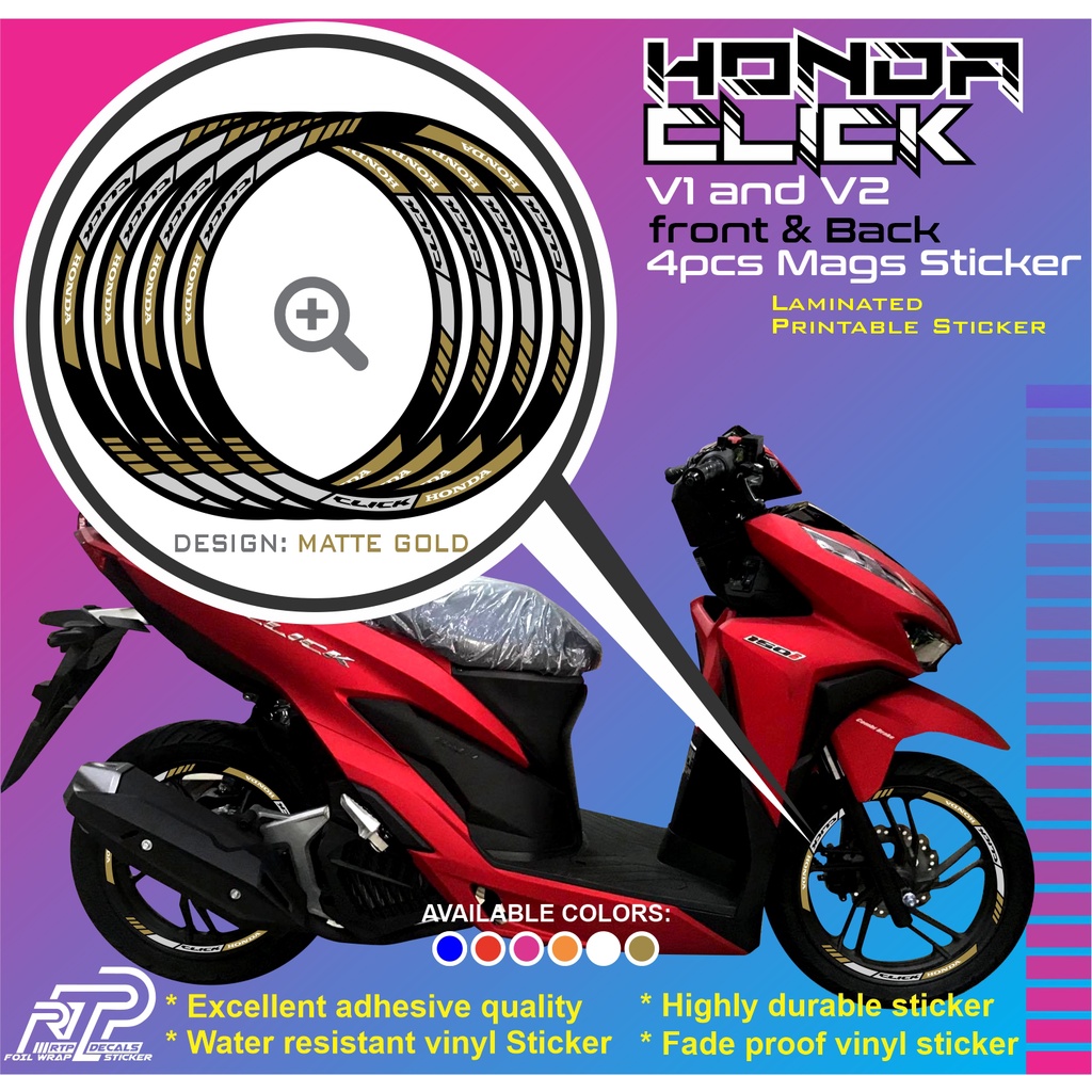 Honda Click V1, V2 and V3 Printed Mags Decals Sticker (LAMINATED ...