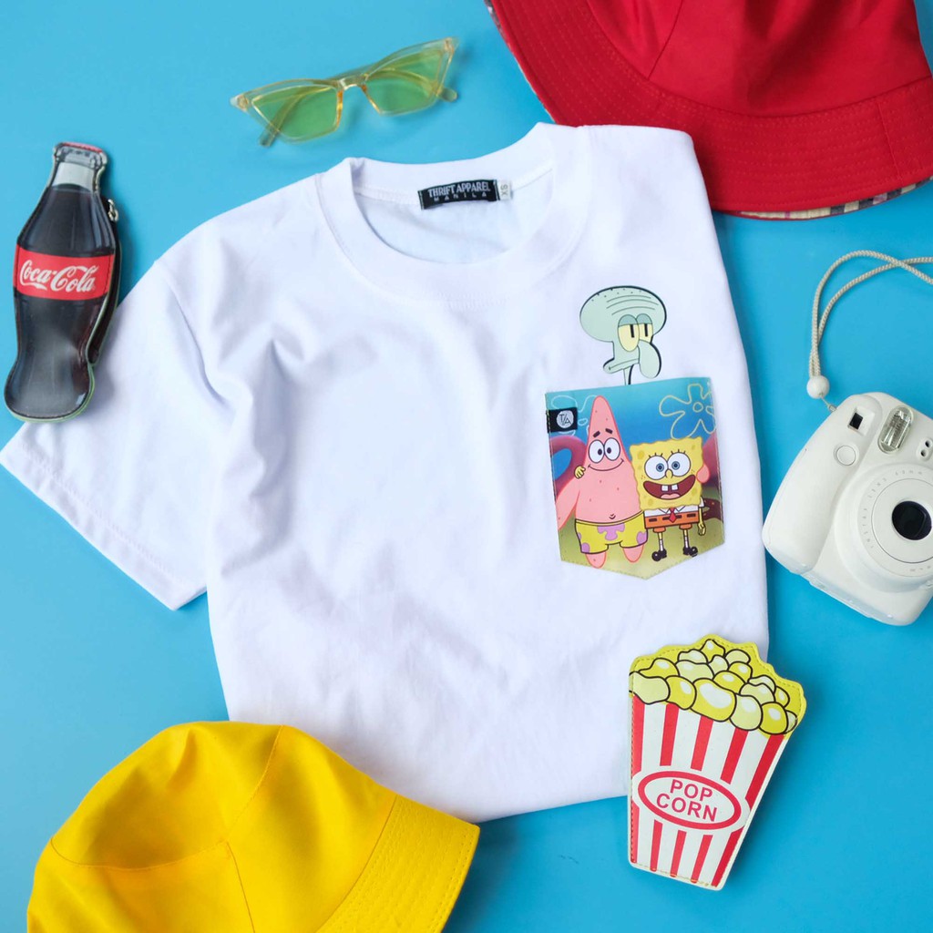 Squidward Friends Pocket Tee | Thrift Apparel T-Shirt | Shopee Philippines